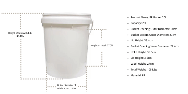 5 gallon bucket dimensions - FLSM